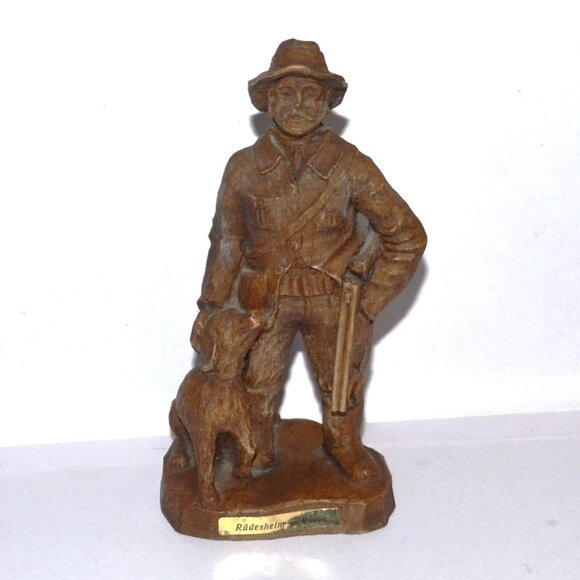 Accents | Wood Carved Figure Man Hunting And His Dog From Germany For ...